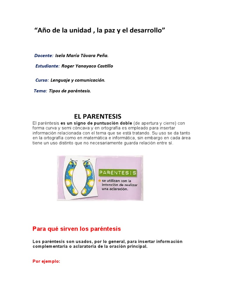 Tipos de Parentesis | PDF | Lingüística | Comunicación humana