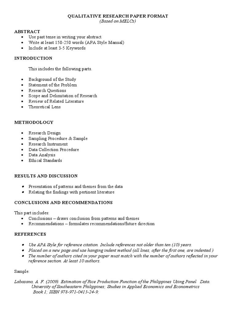 Research Paper Format - Quali - 2022 2023 | PDF