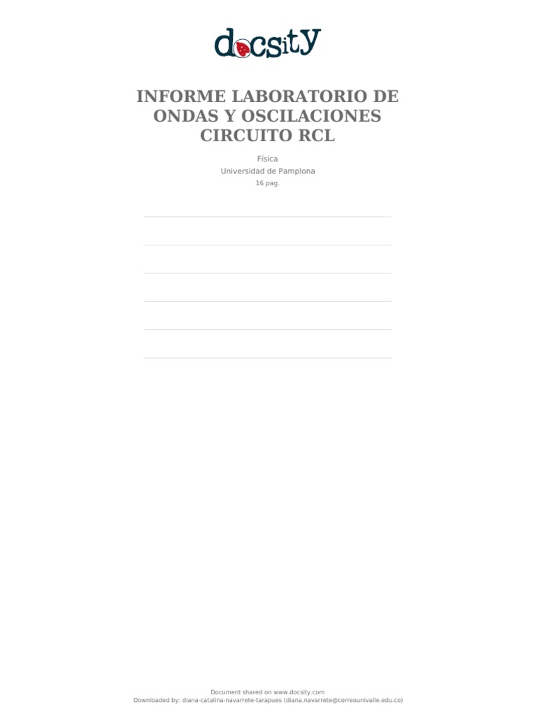Docsity Informe Laboratorio de Ondas y Oscilaciones Circuito RCL | PDF | Corriente eléctrica ...