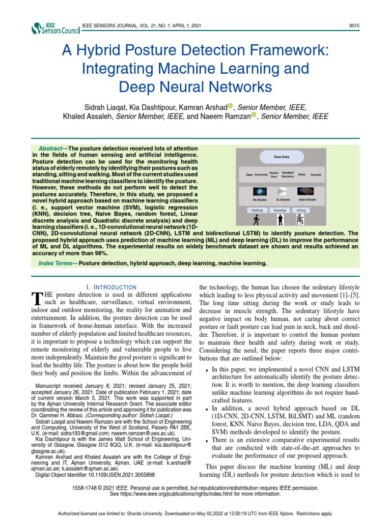 A Hybrid Posture Detection Framework: Integrating Machine Learning and Deep Neural Networks ...