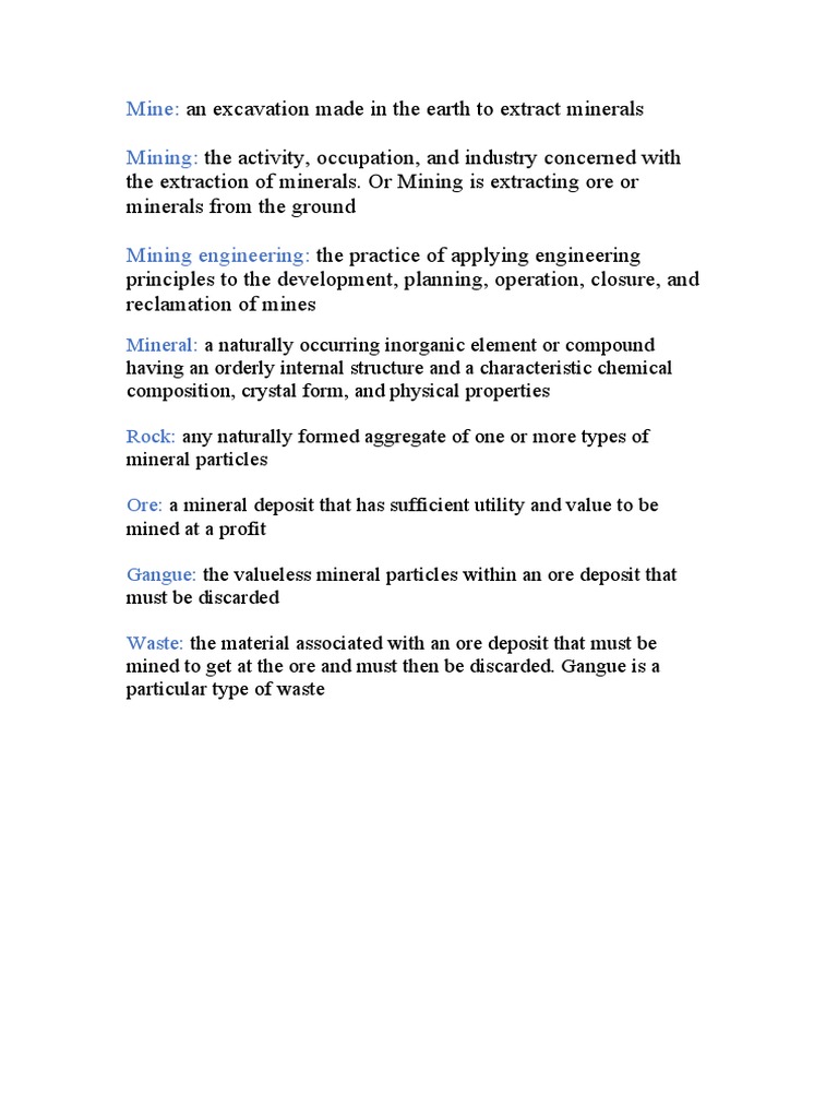 Mine: Mining:: Mineral | PDF | Mining | Surface Mining