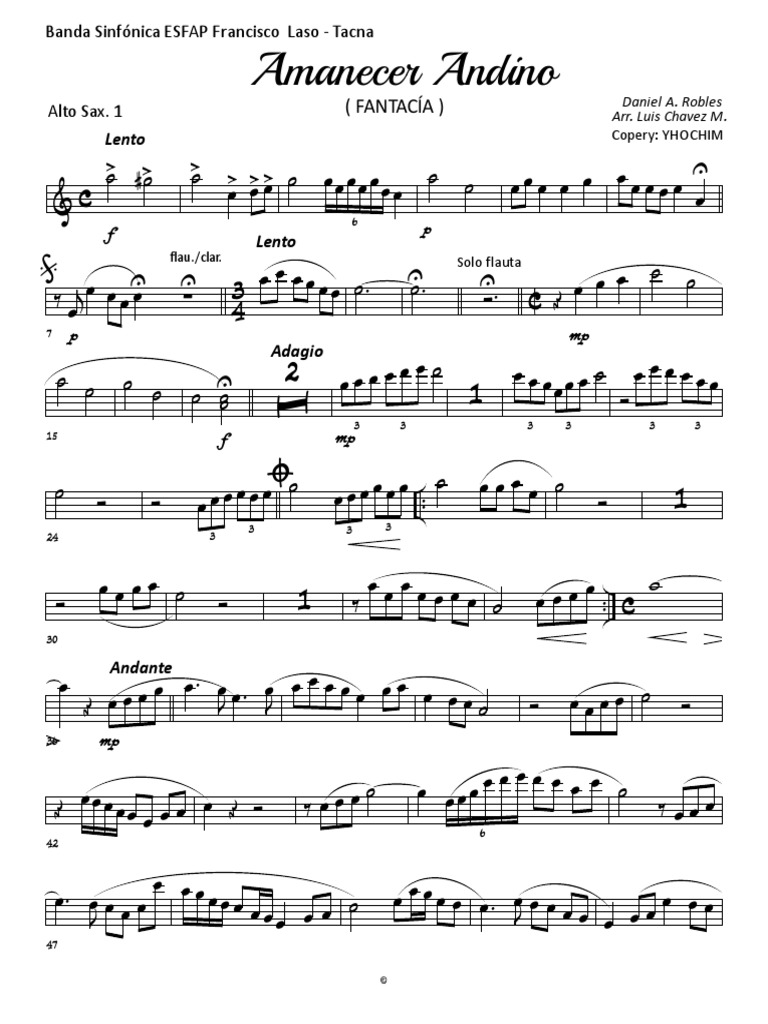 AMANECER ANDINO - Alto Sax 1 | PDF