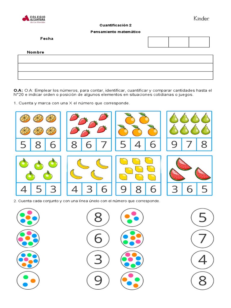 Guia Cuantificación 2 - Pensamiento Matemático | PDF