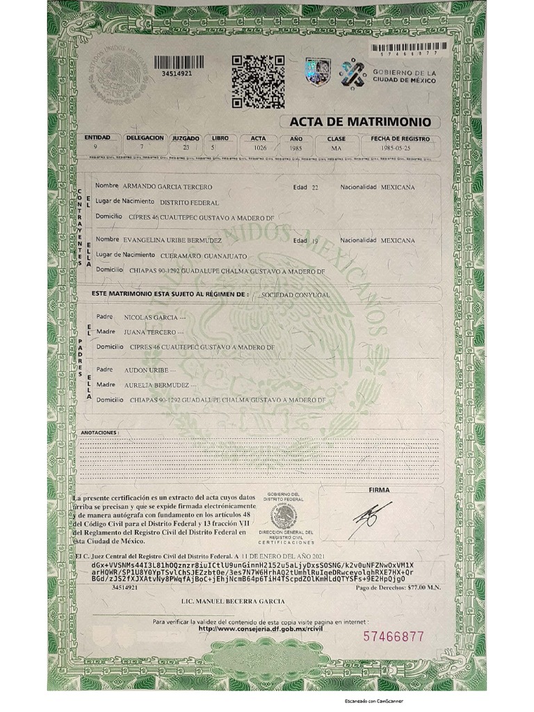 2 - Acta de Matrimonio | PDF