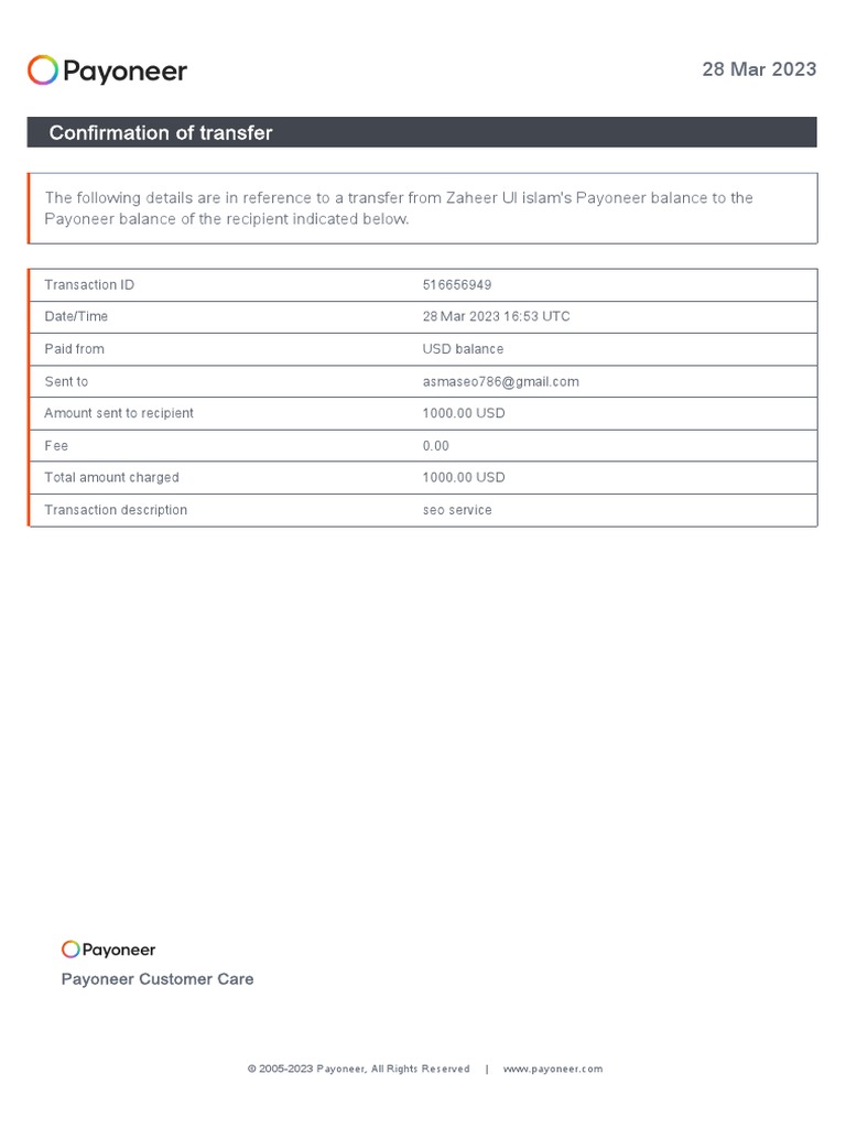 Confirmation of Transfer | PDF