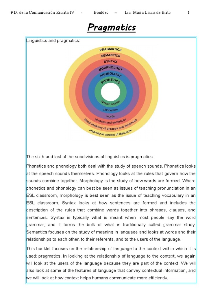 1 Pragmatics | PDF | Linguistics | Phonology