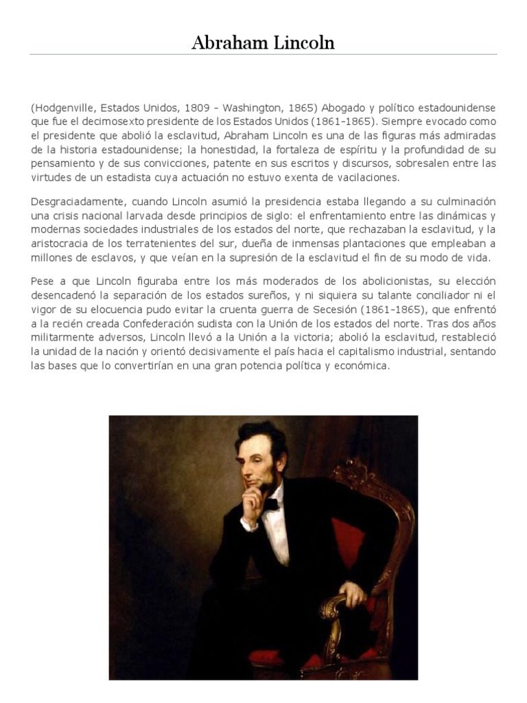 Abraham Lincoln | PDF | Política | Viajes y turismo