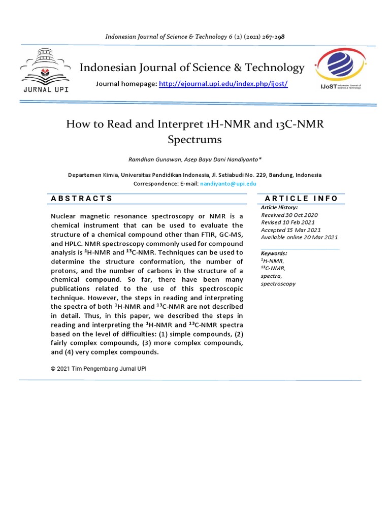 How To Read and Interpret 1H-NMR and 13C-NMR | PDF | Proton Nuclear Magnetic Resonance | Carbon ...