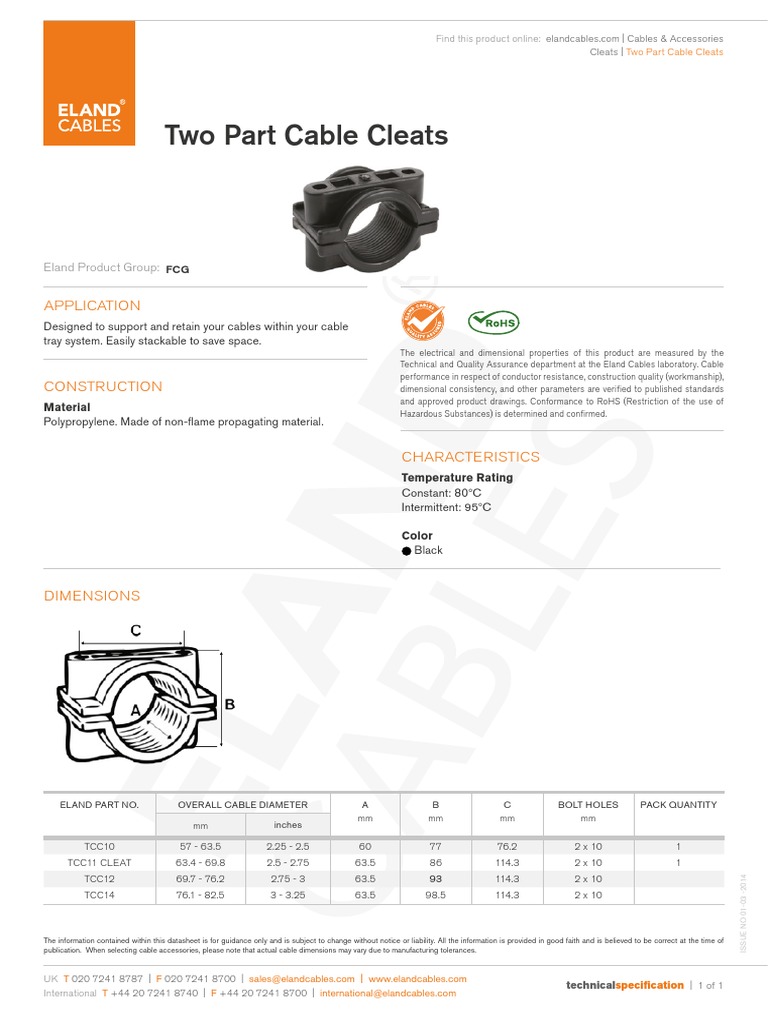 Two Part Cable Cleats | PDF | Engineering Tolerance | Electricity