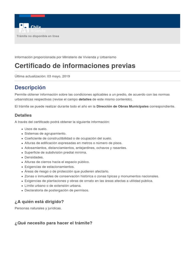 Certificado de Informaciones Previas | PDF