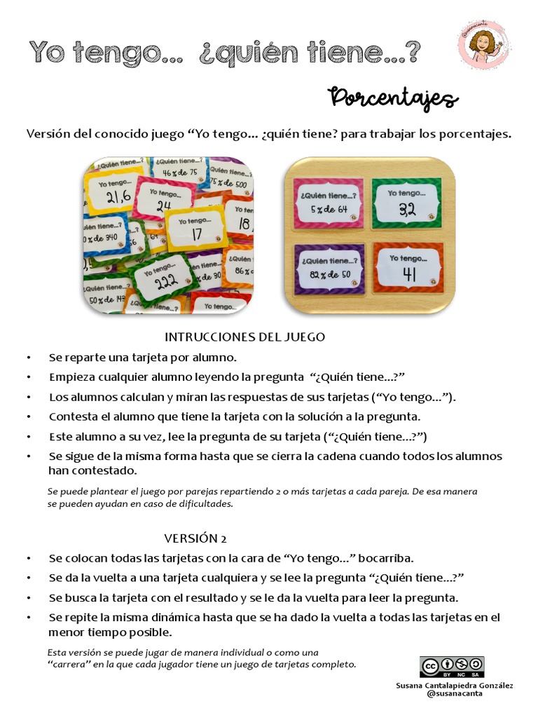 Yo Tengo Quién Tiene - Porcentajes | PDF