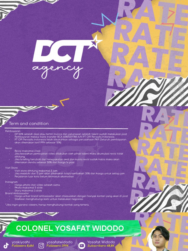 RATE CARD - DCT AGENCY Maret 2022 | PDF