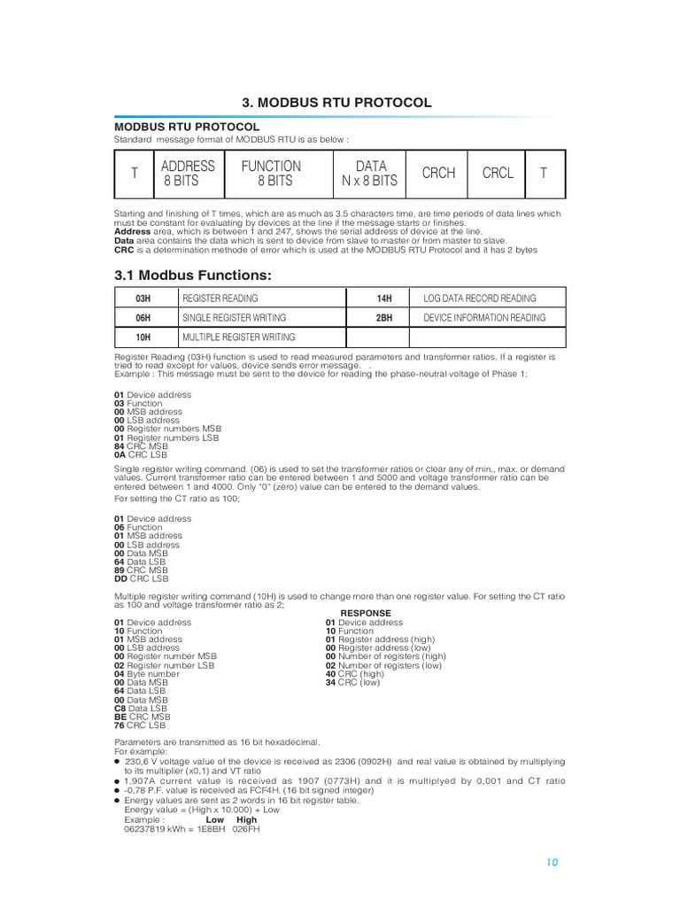 Modbus Rtu Protocol - MPR60S | PDF | Ac Power | Computer File