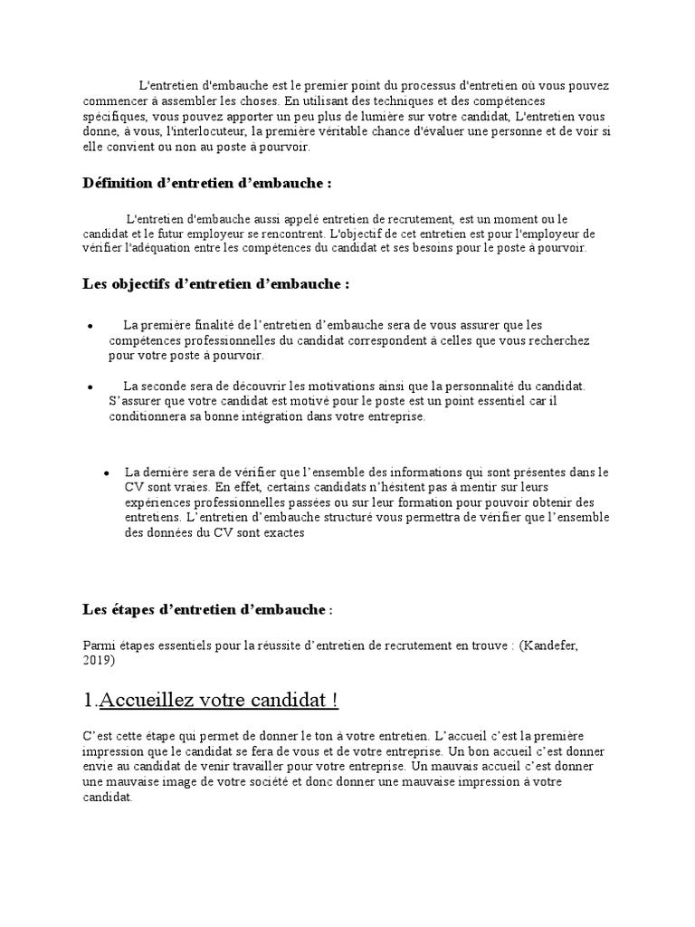 Guide des entretiens d'embauche SABCA | PDF | Entretien d'embauche ...