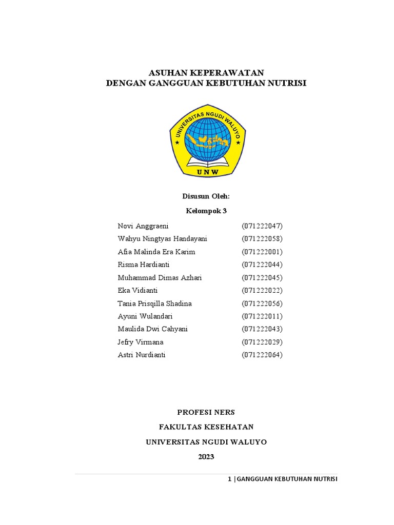 Asuhan - Keperawatan - Gangguan - Kebutuhan - Nutrisi - KEL 3.1 | PDF | Kesehatan Holistik