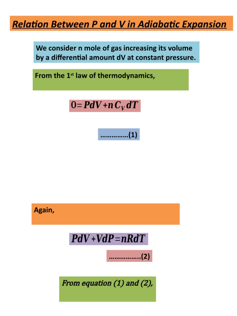 Relation Between P and V in Adiabatic Expansion | PDF | Gases ...