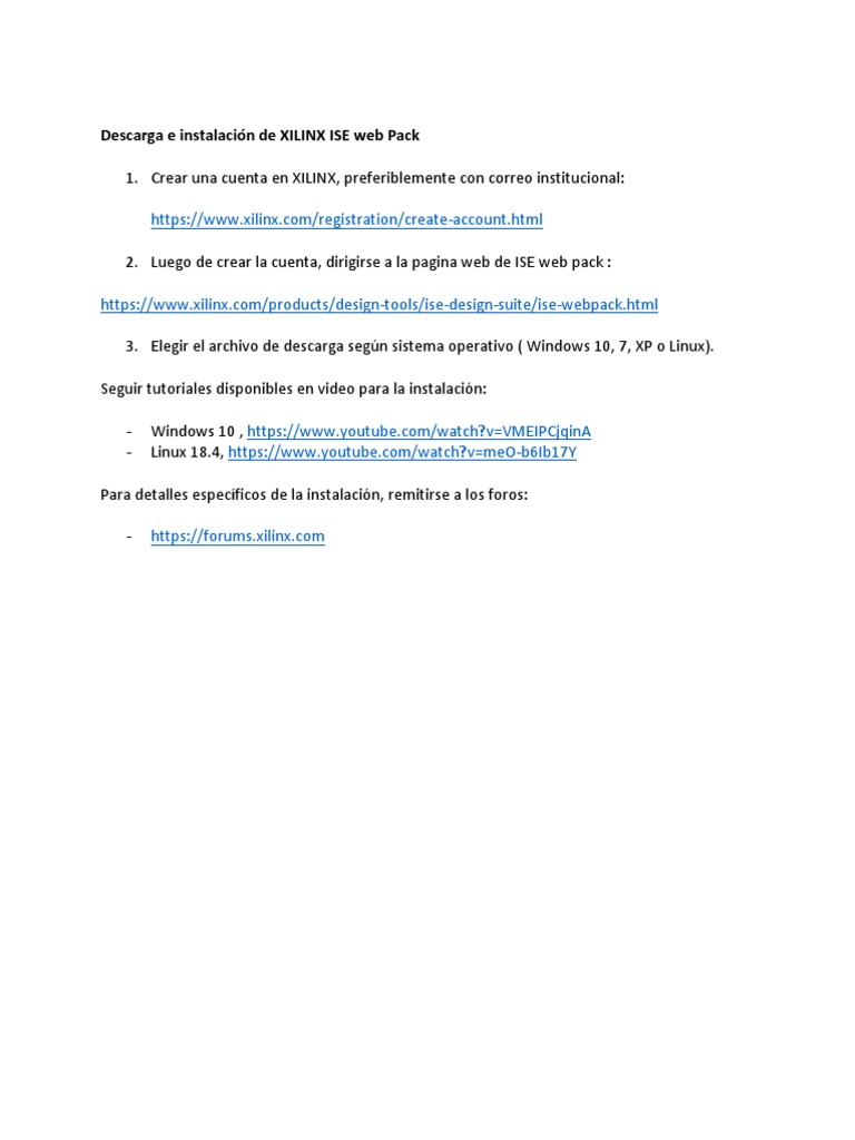 Descarga e Instalación de XILINX ISE Web Pack | PDF