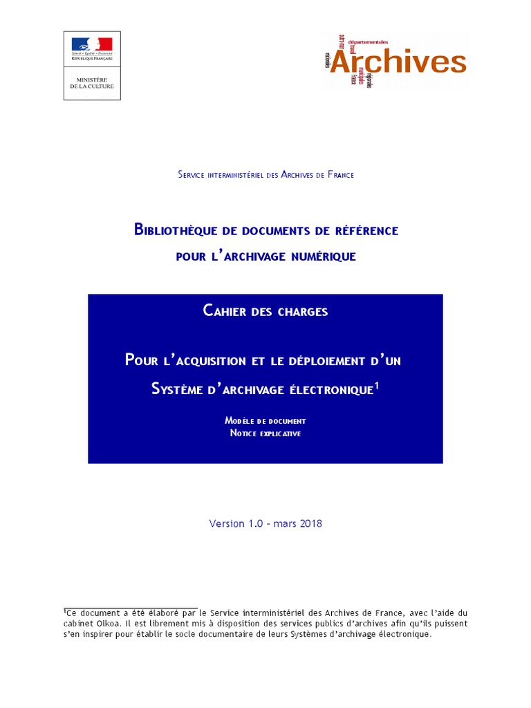 Cahier des charges pour SAE | PDF | Métadonnées | Archives