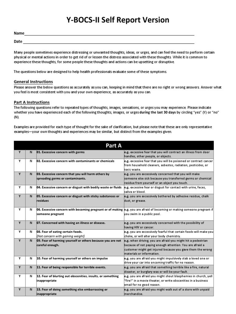 Ybocs Ii SR | Download Free PDF | Thought | Anxiety