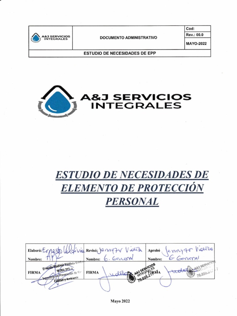 6 - Estudio Necesidades de Epp (Listo Firmado y Timbrado) | PDF ...