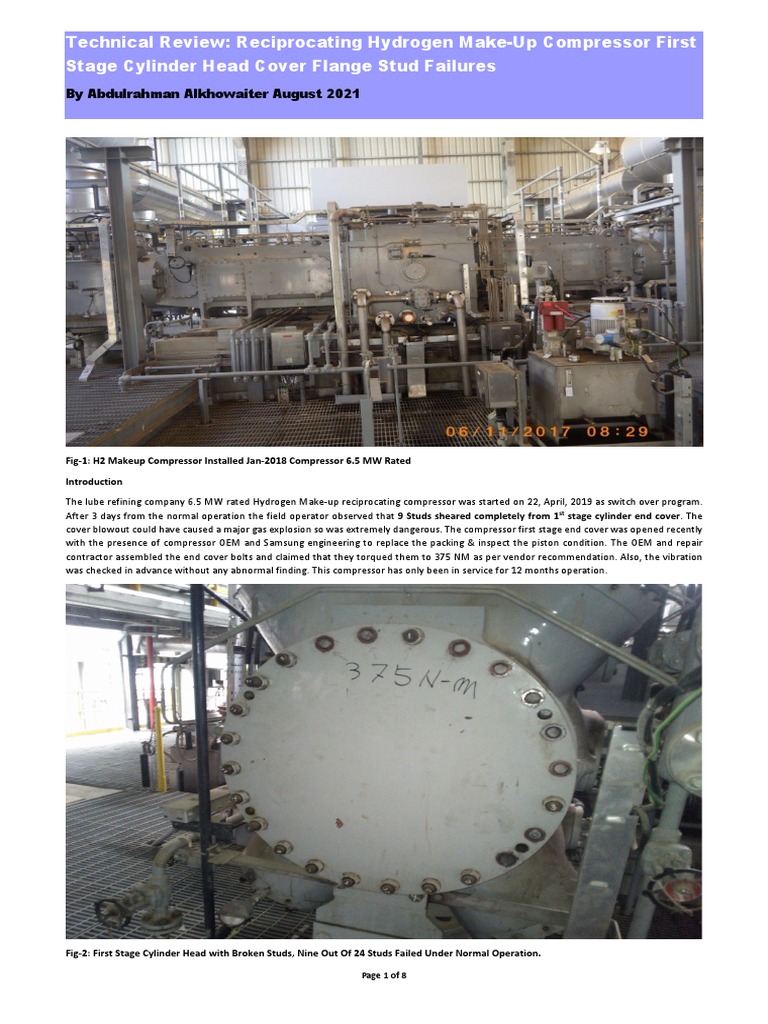 Hydrogen Compressor Flange Bolts Failure | PDF | Strength Of Materials ...