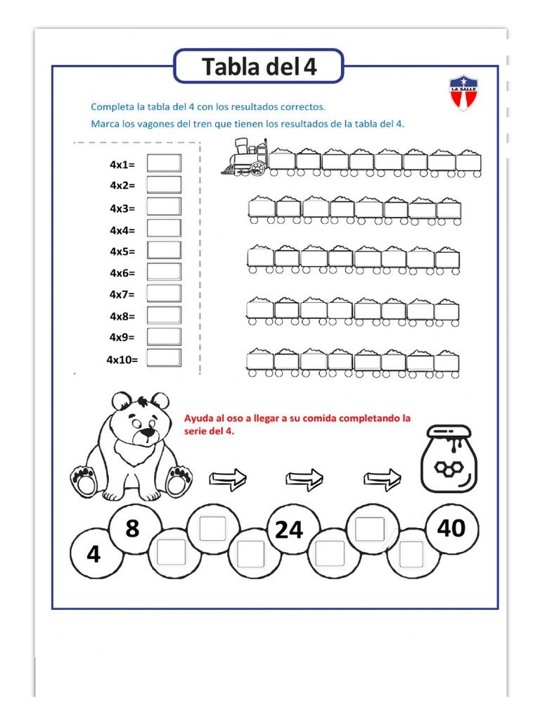 Ejercicio de Tabla Del 4 para TERCERO DE PRIMARIA | PDF