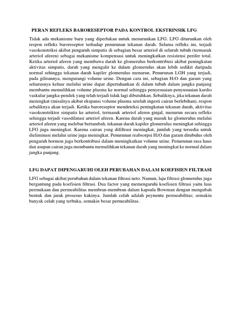 Peran Refleks Baroreseptor dalam LFG | PDF | Kesehatan Holistik