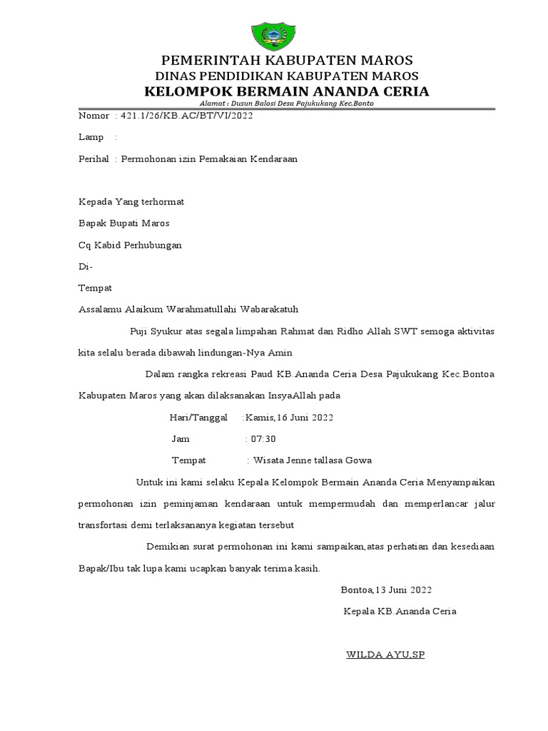 Surat Permohonan Bis | PDF