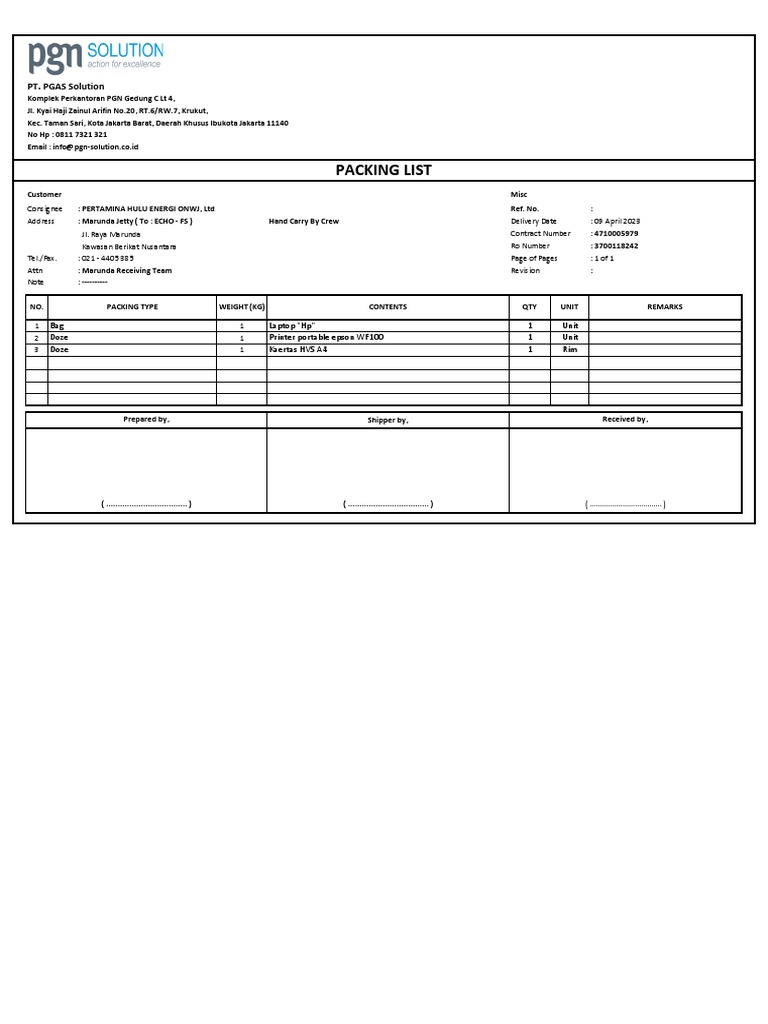 Packing List Material Transfer | PDF | Office Equipment | Office Work