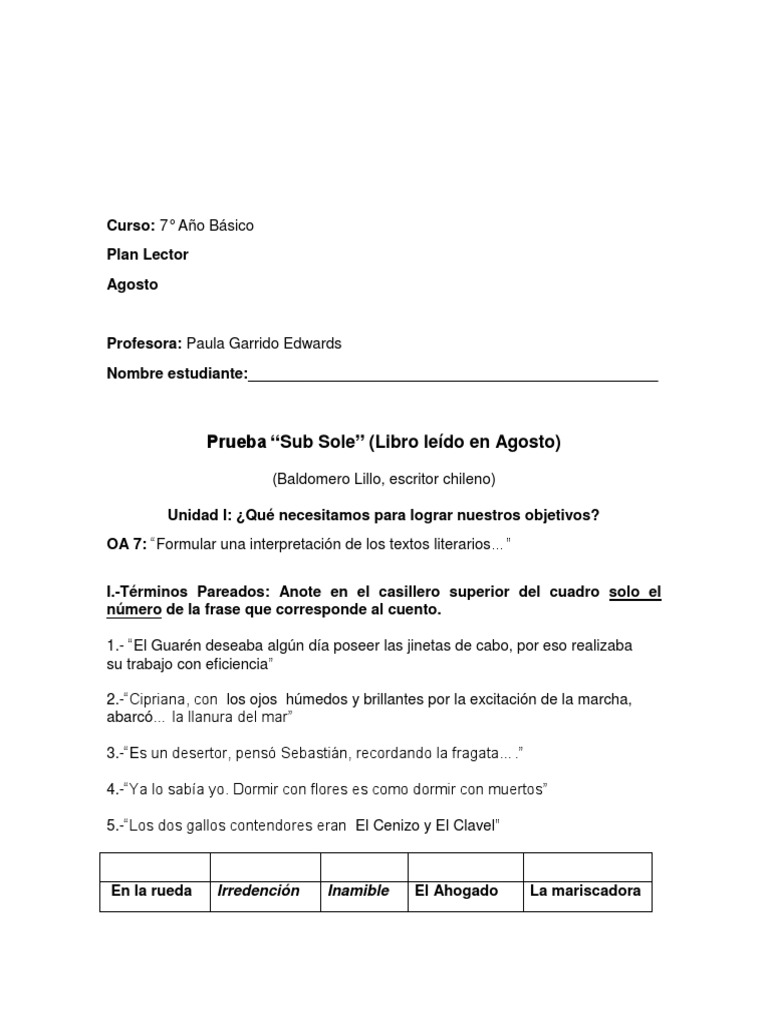 Prueba "Sub Sole" (Libro Leído en Agosto) : Irredención Inamible | PDF | Historia | Ficción general