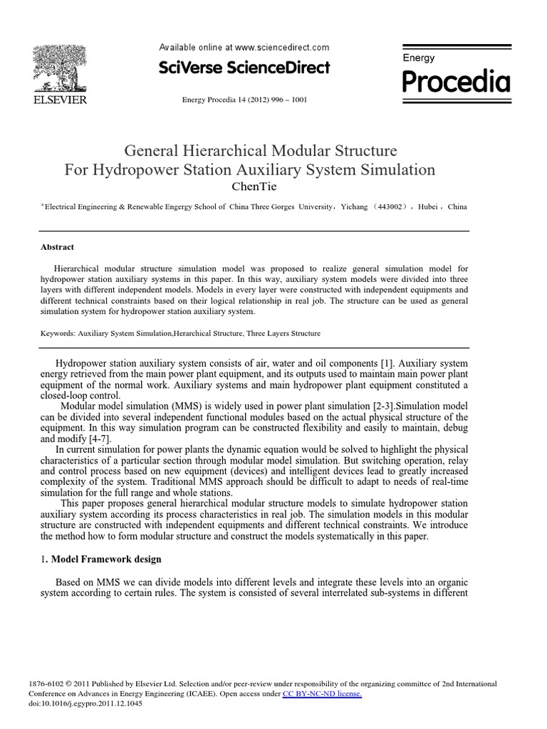 2012 General Hierarchical Modular Structure For Hydropower Station ... 2012 General Hierarchical Modular Structure For Hydropower Station ...