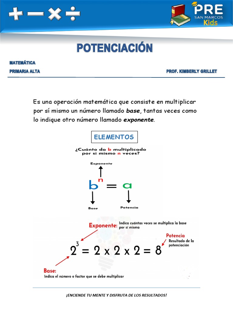POTENCIACIÓN | Descargar gratis PDF | Exponenciación | Multiplicación