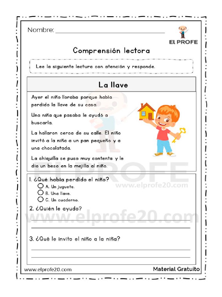 Fichas de Comprension Lectora Tercer Grado Gratis | PDF