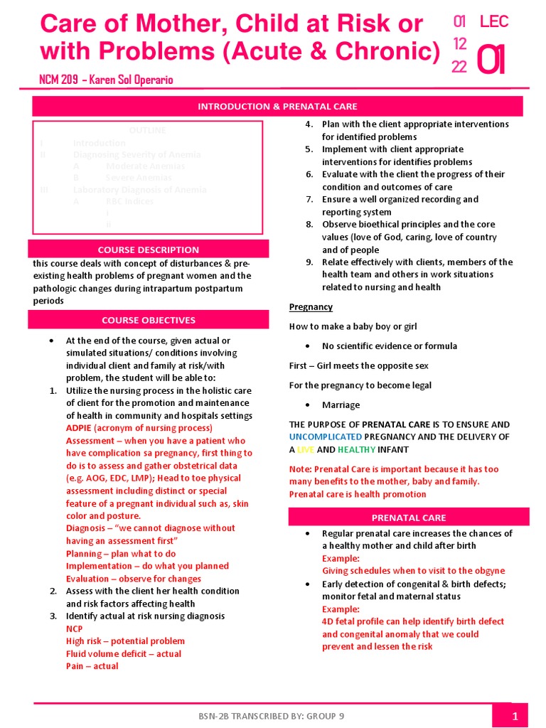 NCM209 | PDF | Childbirth | Pregnancy