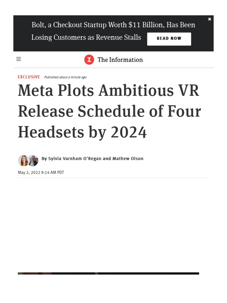 Meta Plots Ambitious VR Release Schedule of Four Headsets by 2024 | PDF ...