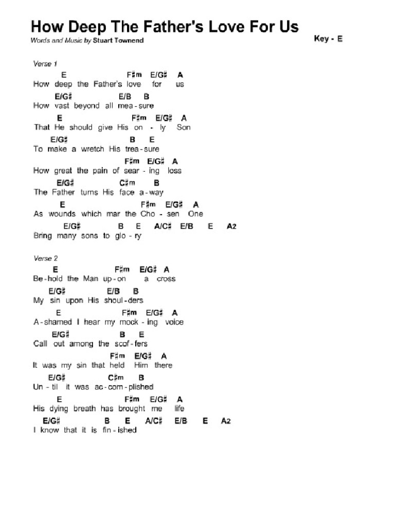 How+Deep+The+Father s+Love+For+Us+-+Chord+Chart | PDF