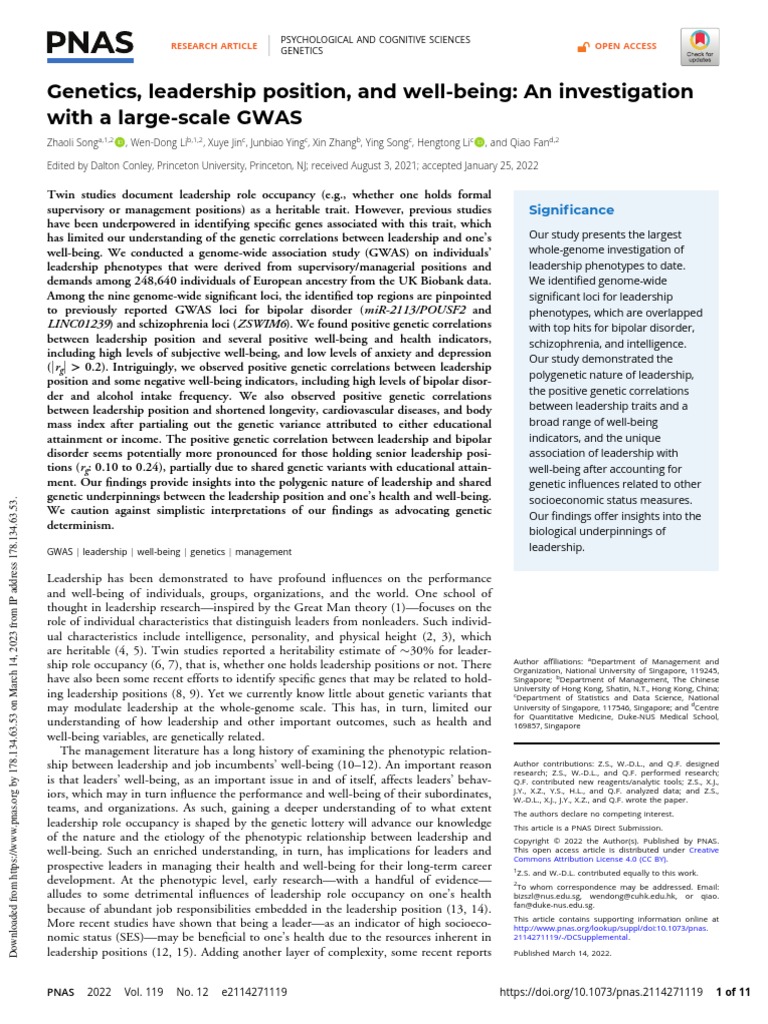 Pnas 2114271119 | PDF | Genome Wide Association Study | Single ...