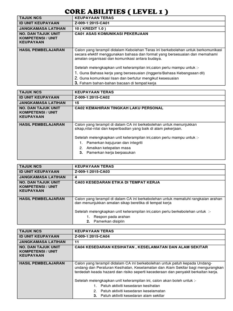 Ringkasan Core Abilities Level 1 Dan 2 | PDF | Karier & Perkembangan | Bisnis