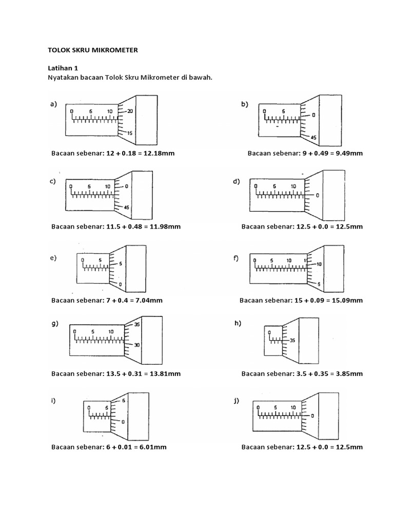 Bacaan dan Ralat Tolok Skru Mikrometer | PDF