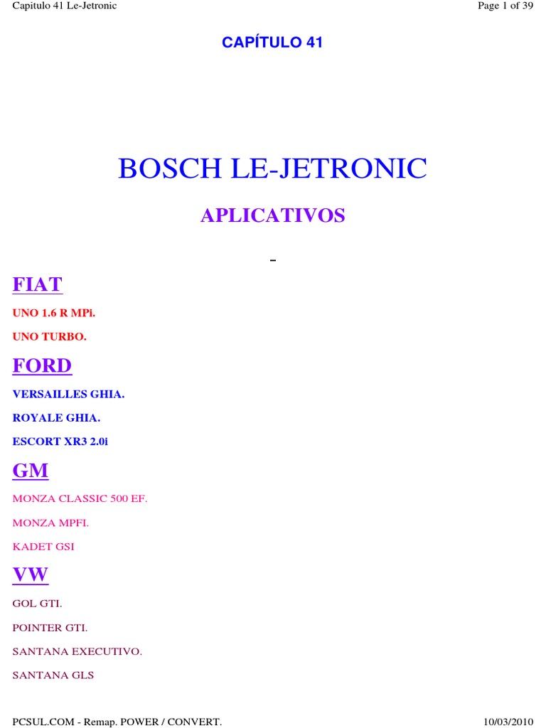 IE-BOSCH LE-JETRONIC - Unlocked | PDF | Motores | Injeção eletrônica
