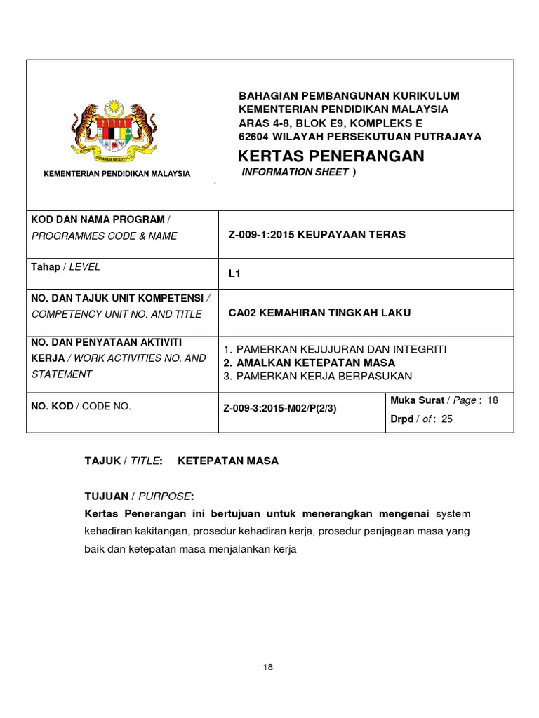 KP KT L1 Ca02 KP2 Ketepatan Masa | PDF