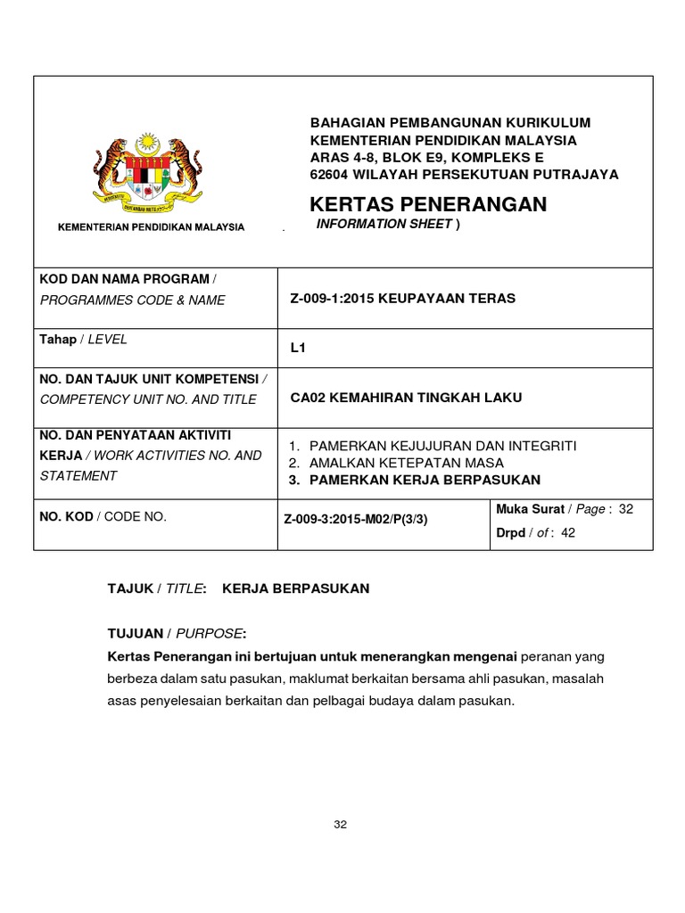KP KT L1 Ca02 KP3 Kerja Berpasukan | PDF