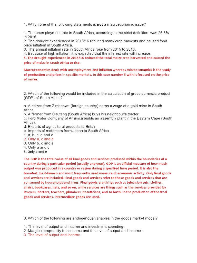 Macroeconomics Multiple Choice Questions | PDF | Consumption (Economics ...