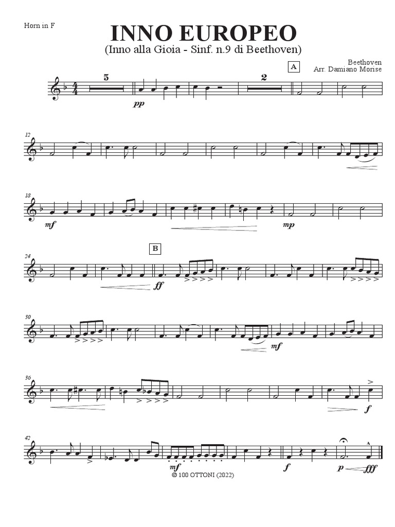 Inno Europeo 100 Ottoni - Horn in F | PDF