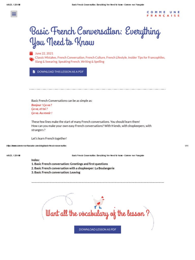 Basic French Conversation | PDF