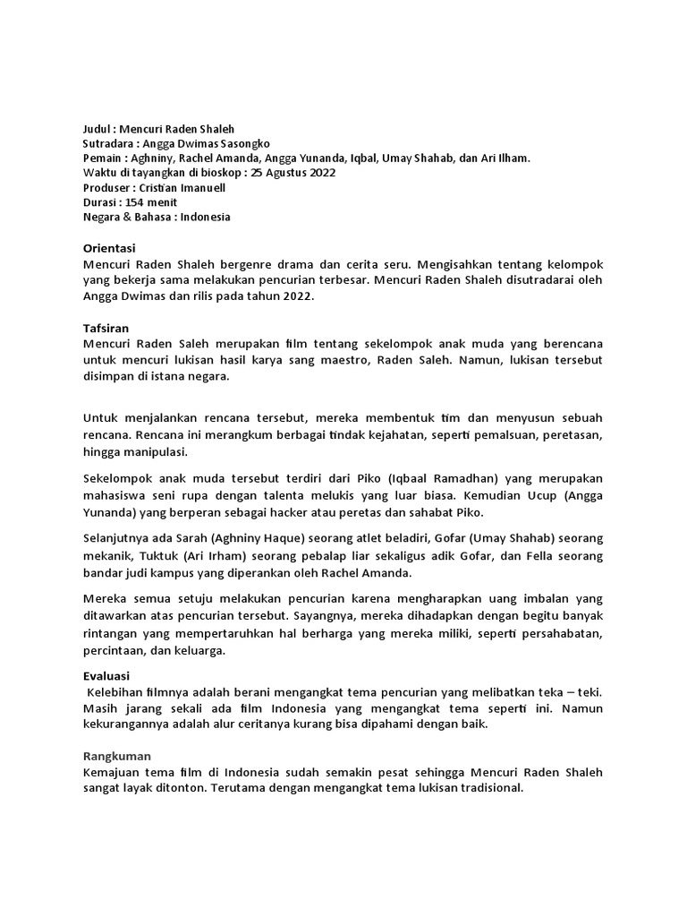 Teks Resensi Tugas B Indo | PDF | Seni | Dewasa Muda