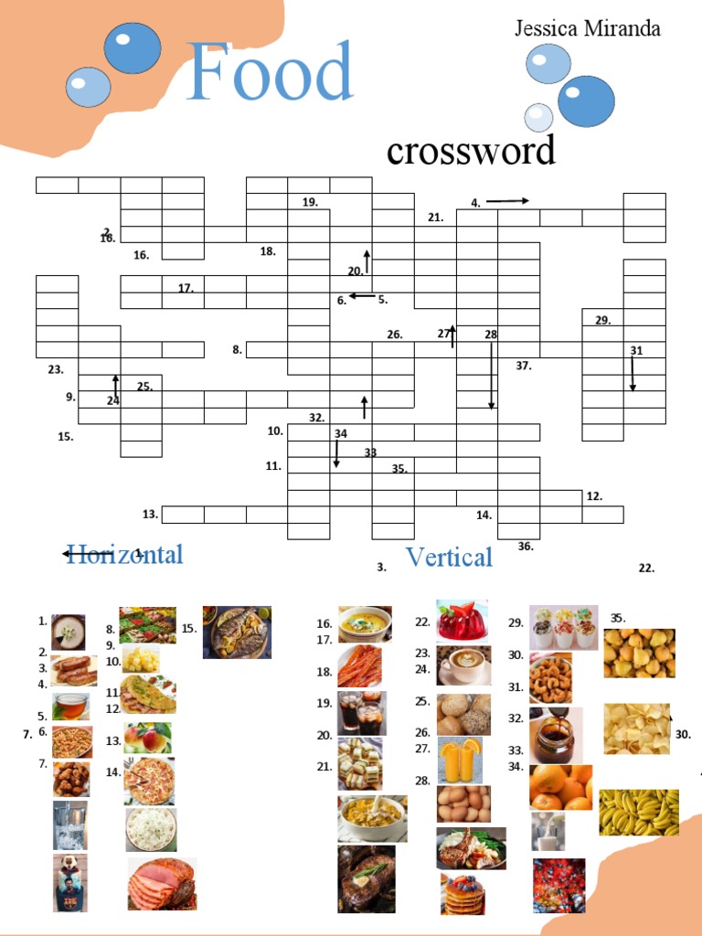 Crucigrama en Ingles-Los Alimentos | PDF
