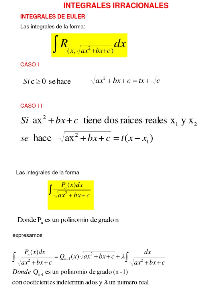 Integrales de Euler e Irracionales | PDF