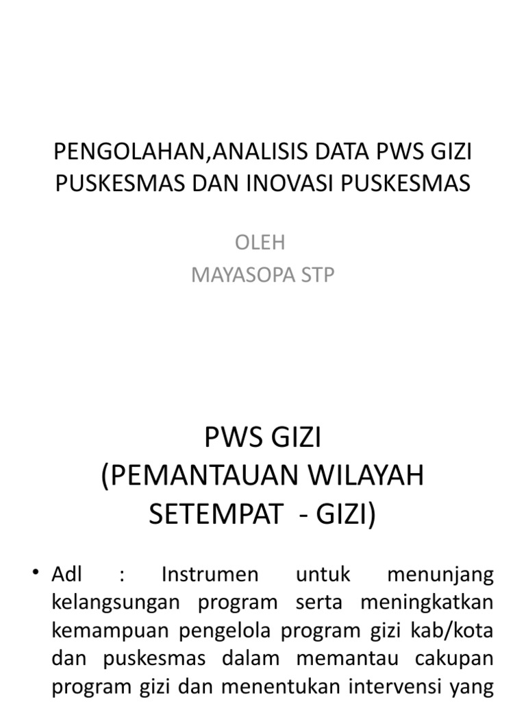 Analisis Data PWS Gizi Puskesmas | PDF