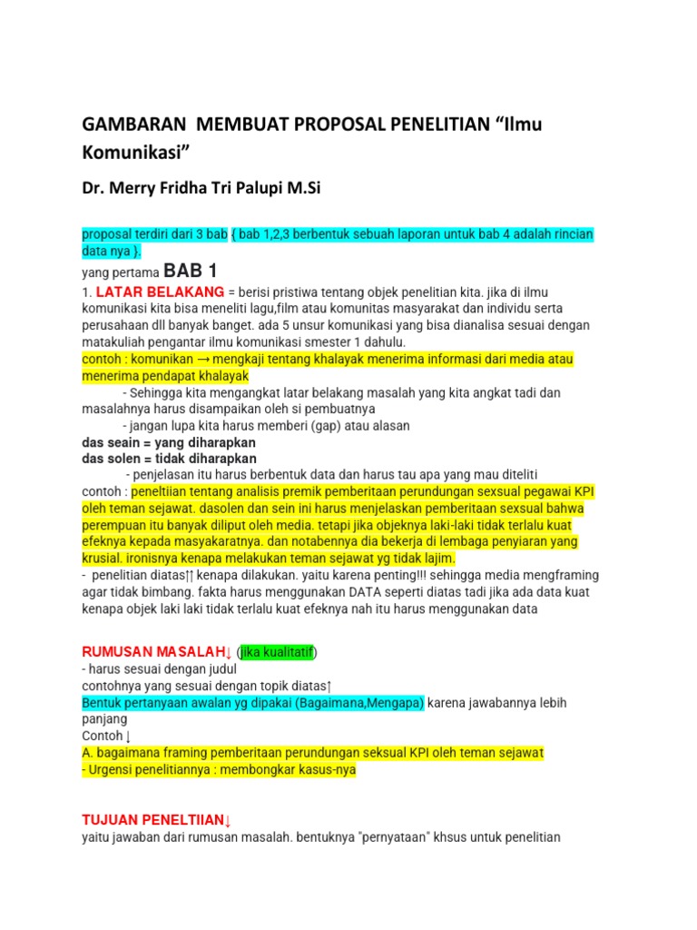 Struktur Proposal Penelitian Ilmu Komunikasi | PDF